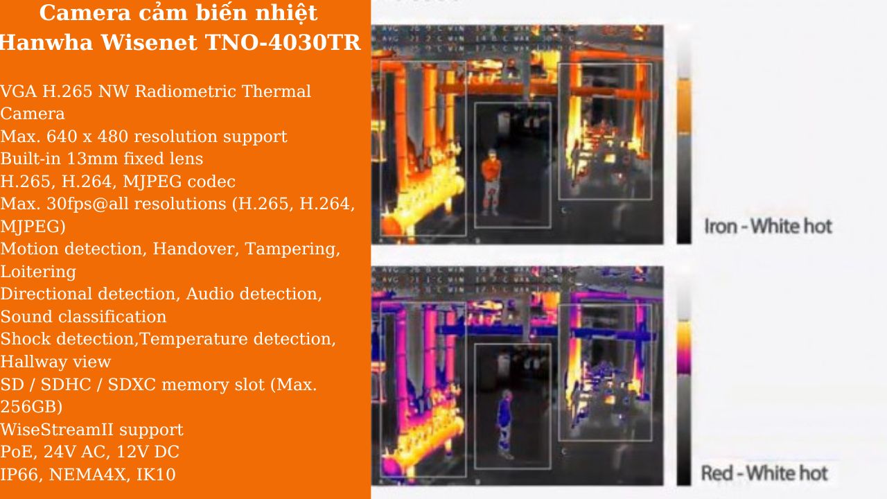 Camera cảm biến nhiệt Hanwha Wisenet TNO-4030TR - Siêu Thị Thiết Bị An Ninh